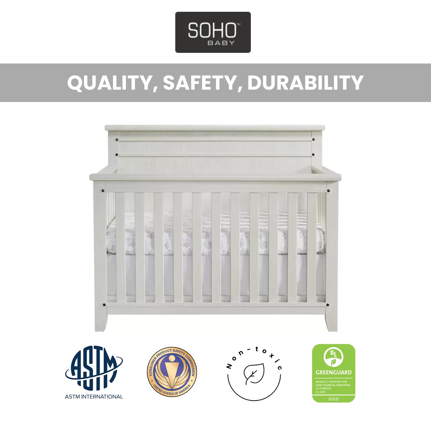 Ellison 4 In 1 Convertible Crib – Soho Baby